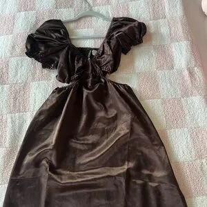 H&M | Dresses | Hm Divided Brown Satin Dress | Poshmark